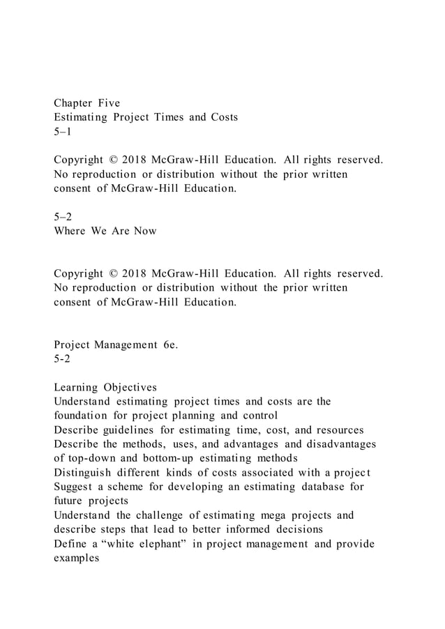 Chapter FiveEstimating Project Times and Costs5–1Copyrig | DOCX