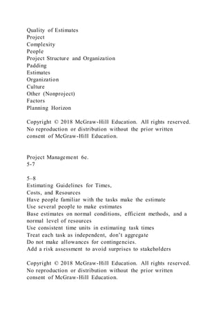 Chapter FiveEstimating Project Times and Costs5–1Copyrig | DOCX
