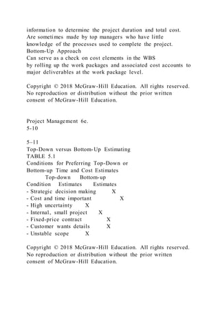 Chapter FiveEstimating Project Times and Costs5–1Copyrig | DOCX