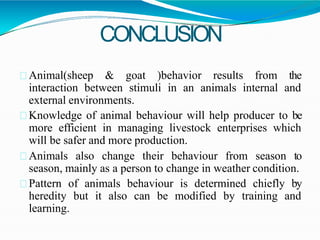 unit sheep and goat behavior | PPTX