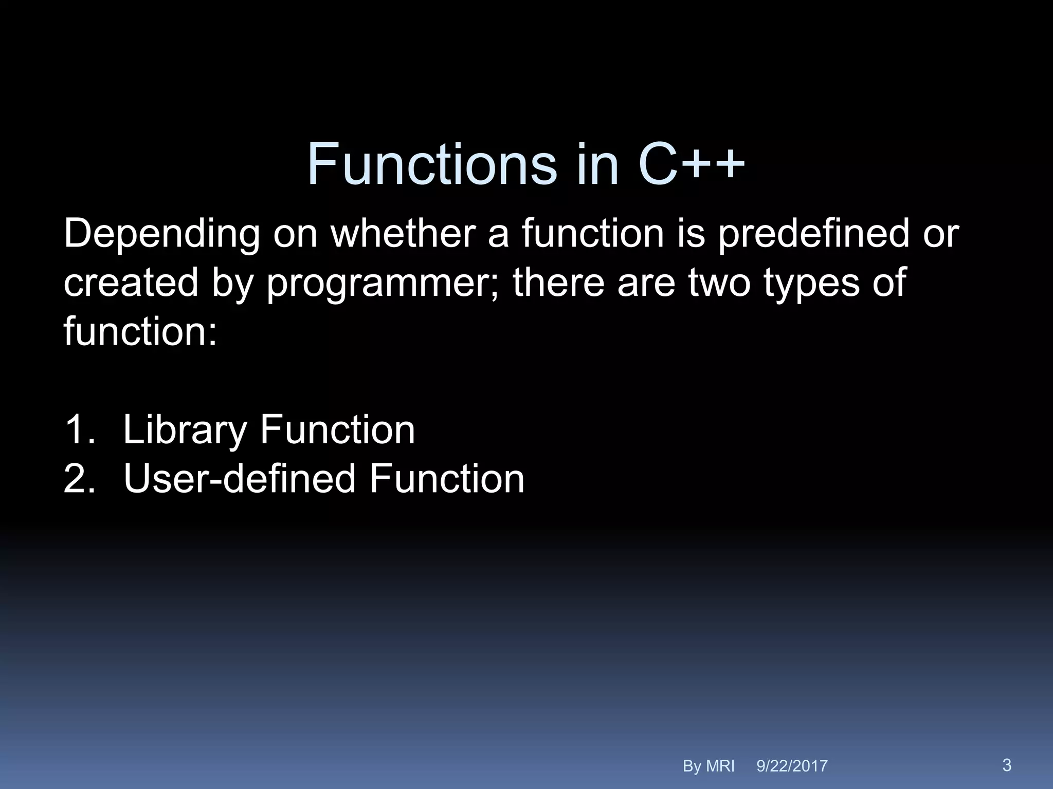 Functions in c++ | PPTX
