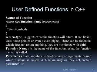 Functions in c++ | PPTX