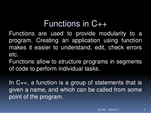 Functions in c++