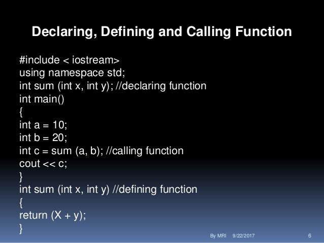 Functions In C++