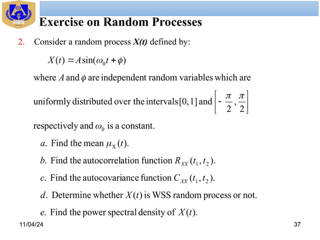 probability Chapter Four-Random_Processes.ppt | Physics | Science