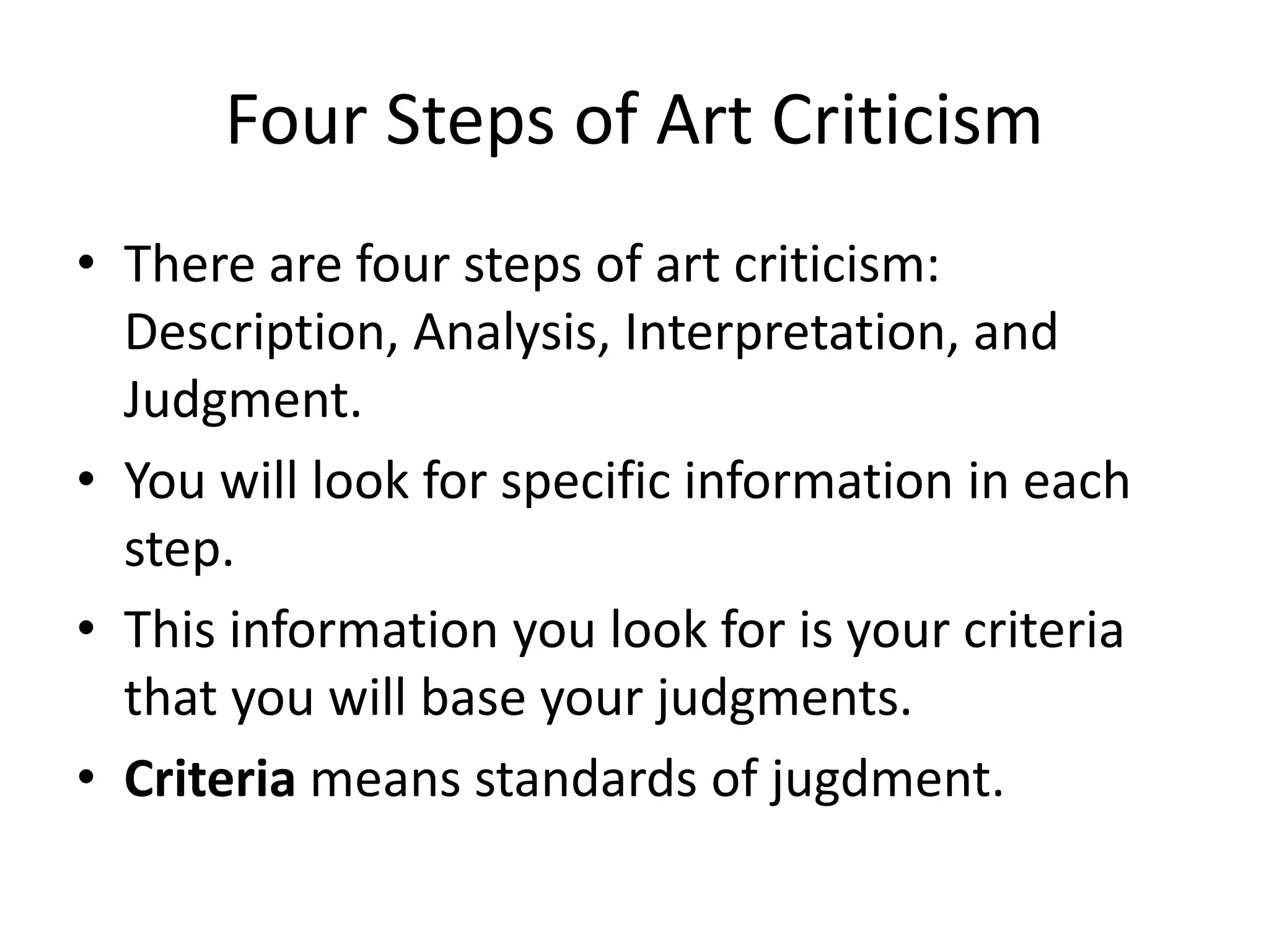 Chapter Four Art Criticism | PPTX