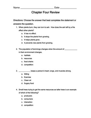 Chapter Four Science Review | PDF