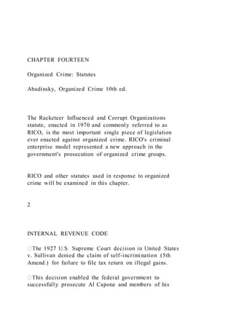 CHAPTER FOURTEEN Organized Crime Statutes Abadinsky, | PDF