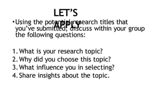 Practical Research 1-Introduction Topics | PPTX