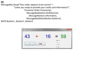 Chapter ii c#(building a user interface) | PPT