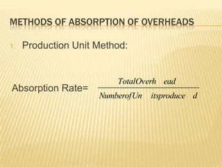 Absorption Of Overheads-B.V.Raghunandan | PPTX