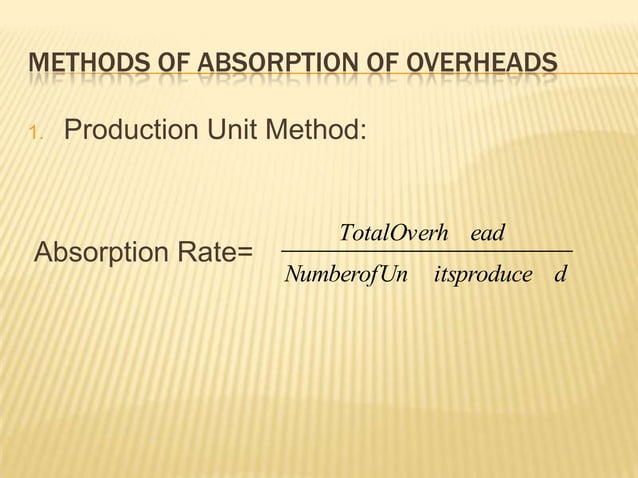 Absorption Of Overheads-B.V.Raghunandan | PPTX | Business | Business ...