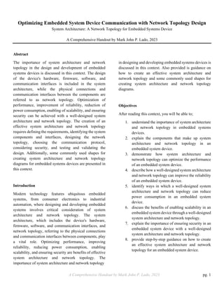 Optimizing Embedded System Device Communication with Network Topology Design | PDF | Operating ...