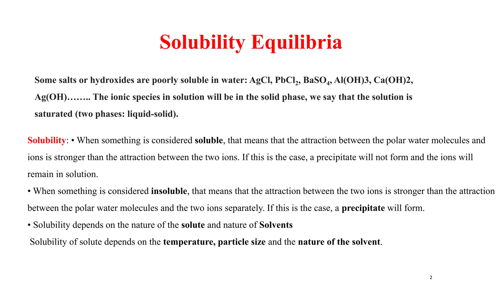 Solubility and precipitation equilibrium .pptx