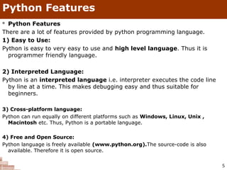 CHAPTER I INTRODUCTION.ppt of python programming | PPT