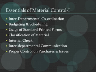 Material Cost Control-B.V.Raghunandan | PPTX