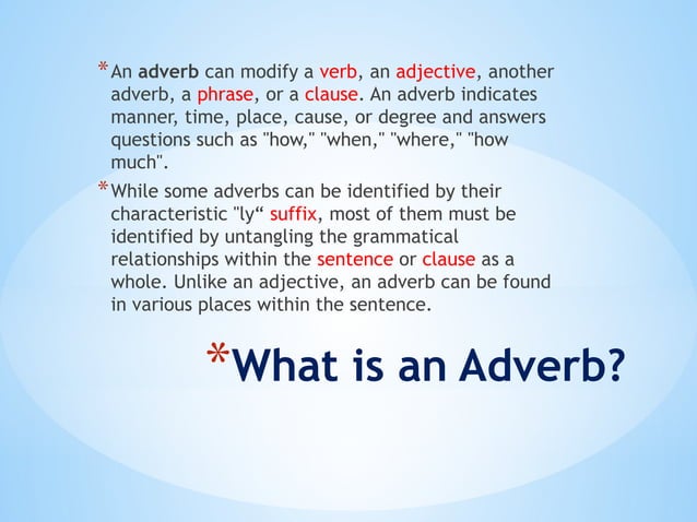 Adjective modifies a noun or a pronoun by description | PPT | Free Download