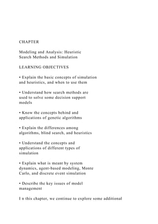 CHAPTER Modeling and Analysis Heuristic Search Methods .docx | Business | Business and Finance