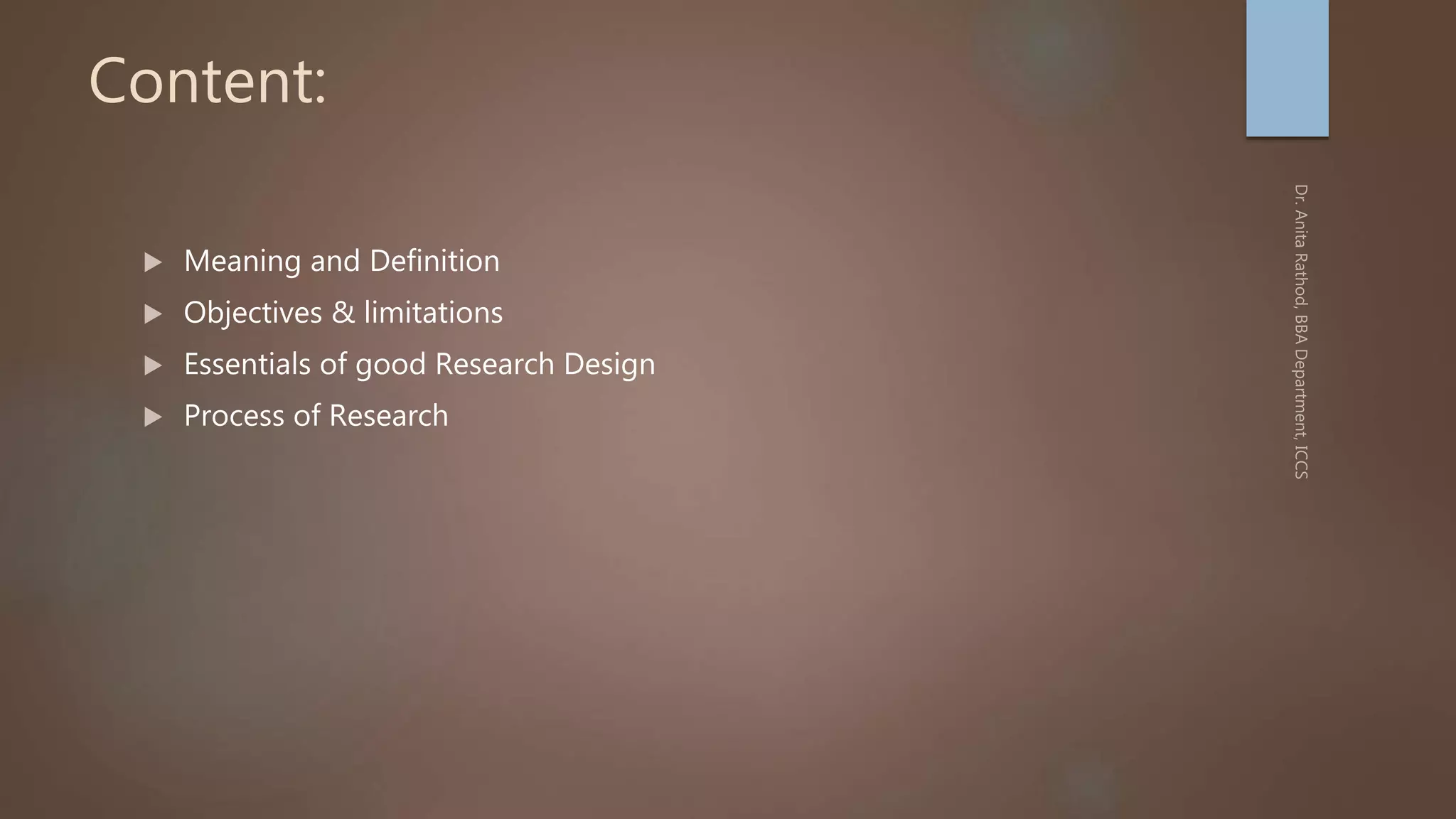 Research Design, Process of research with examples | PPTX