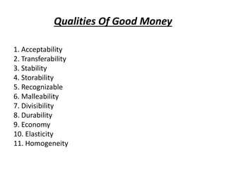 Chapter no 1 Nature and functions of money | PPTX