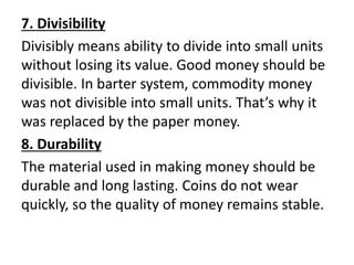 Chapter no 1 Nature and functions of money | PPTX