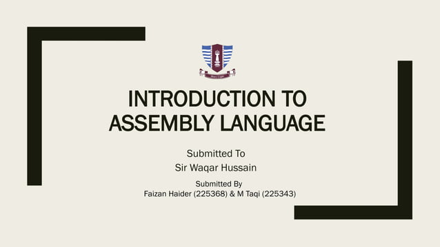 Introduction to Assembly Language (Chapter No 1) | PPTX