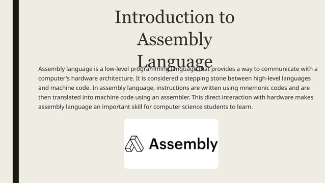 Introduction to Assembly Language (Chapter No 1) | PPTX
