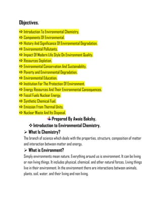 Chapter no 1 introduction. environmental chemistry | PDF