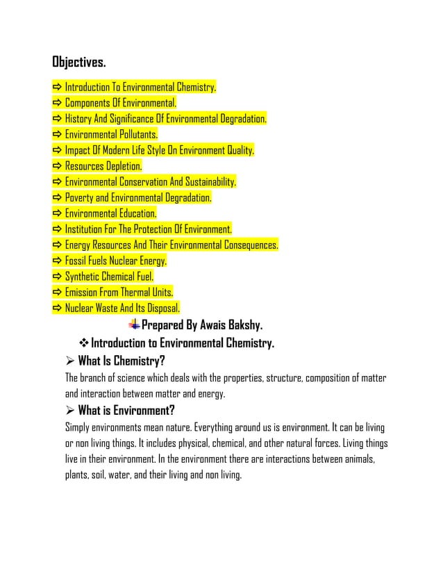 Chapter no 1 introduction. environmental chemistry | PDF | Science