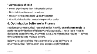 Optimization Techniques in Pharmaceutical Formulation and Processing | PPTX