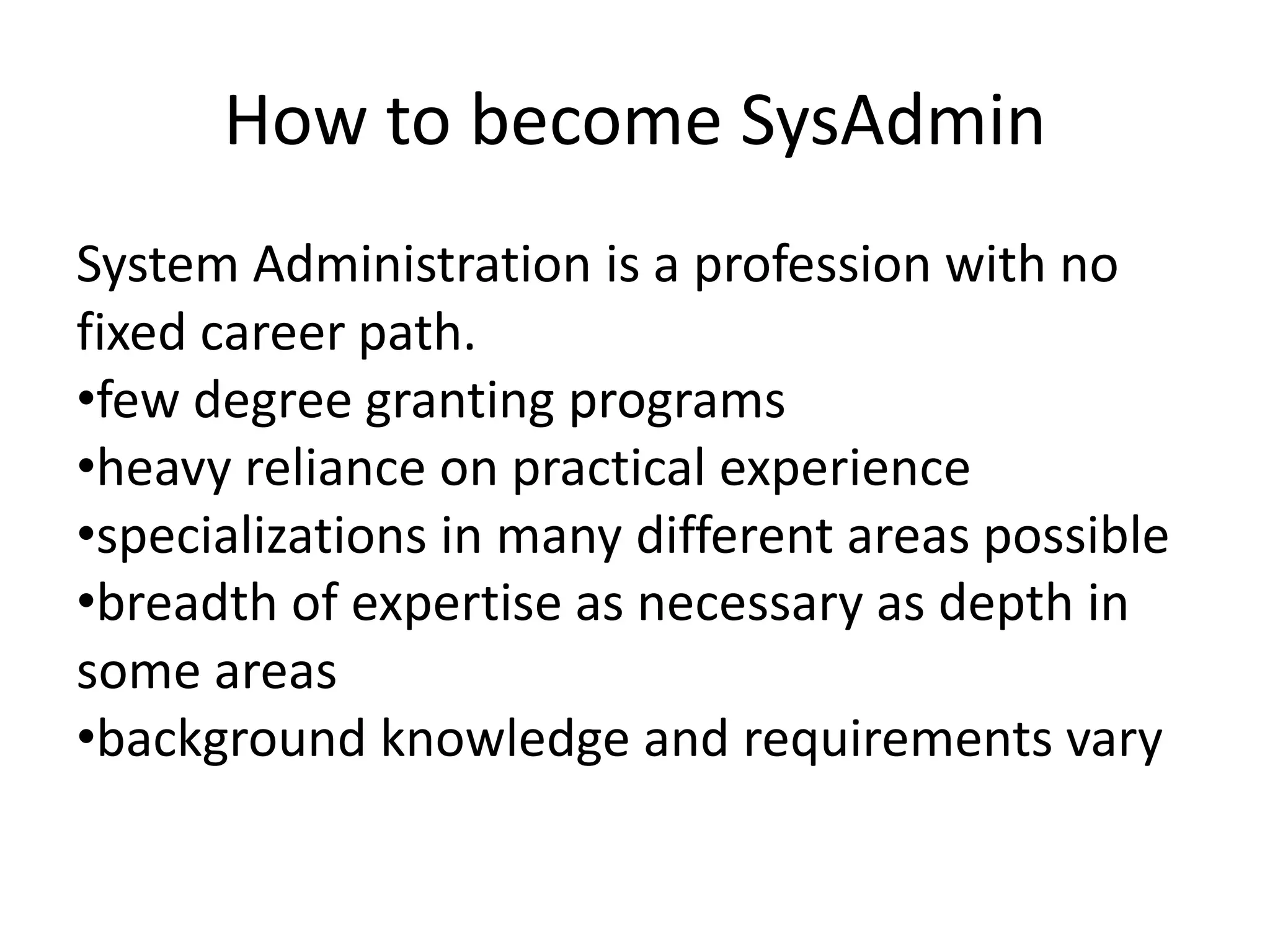 introduction to system administration | PPTX