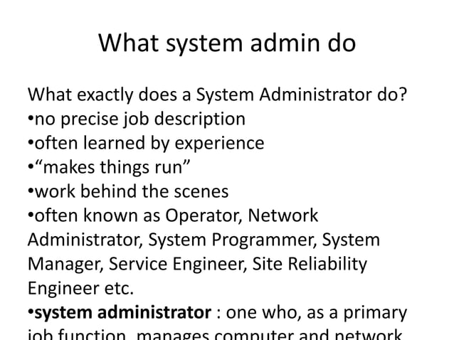 introduction to system administration | PPTX | Operating Systems ...