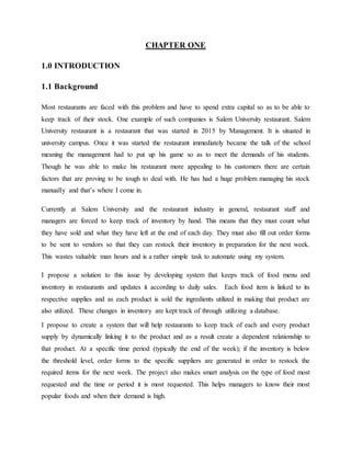 Salem University Restaurant Management System | DOCX