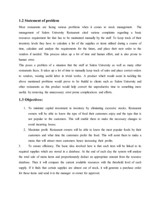 Salem University Restaurant Management System | DOCX