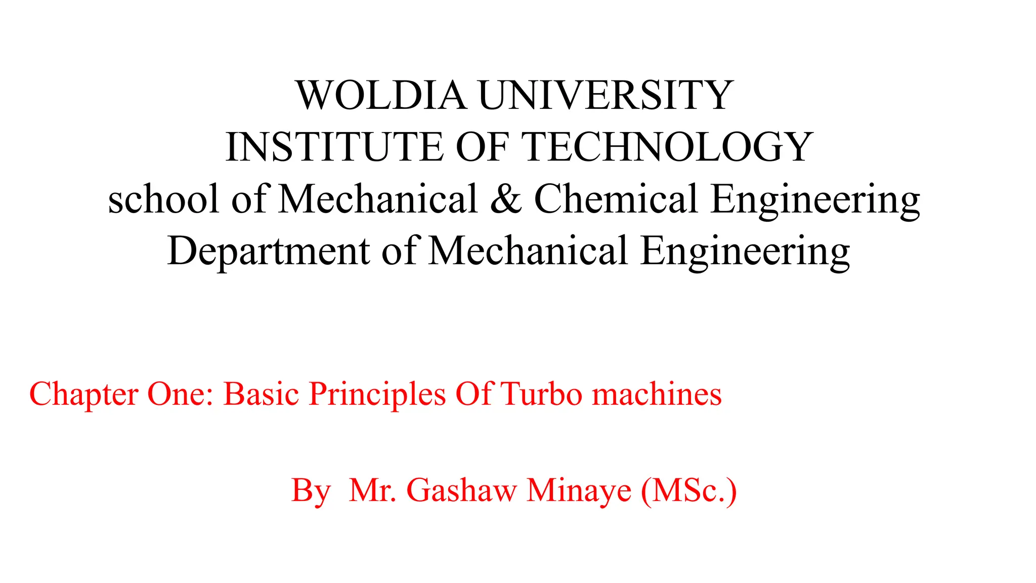 chapter one basic principle of turbo machine | PPTX