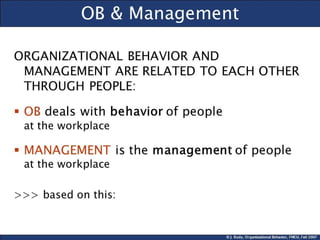 Organizational behavior chapter one ppt. | PPTX