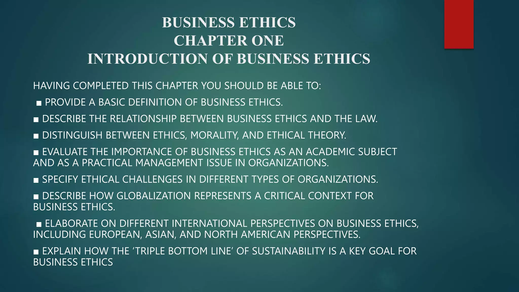 chapter one ethics.pptx | Business | Business and Finance