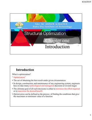 Chapter one introduction optimization | PDF