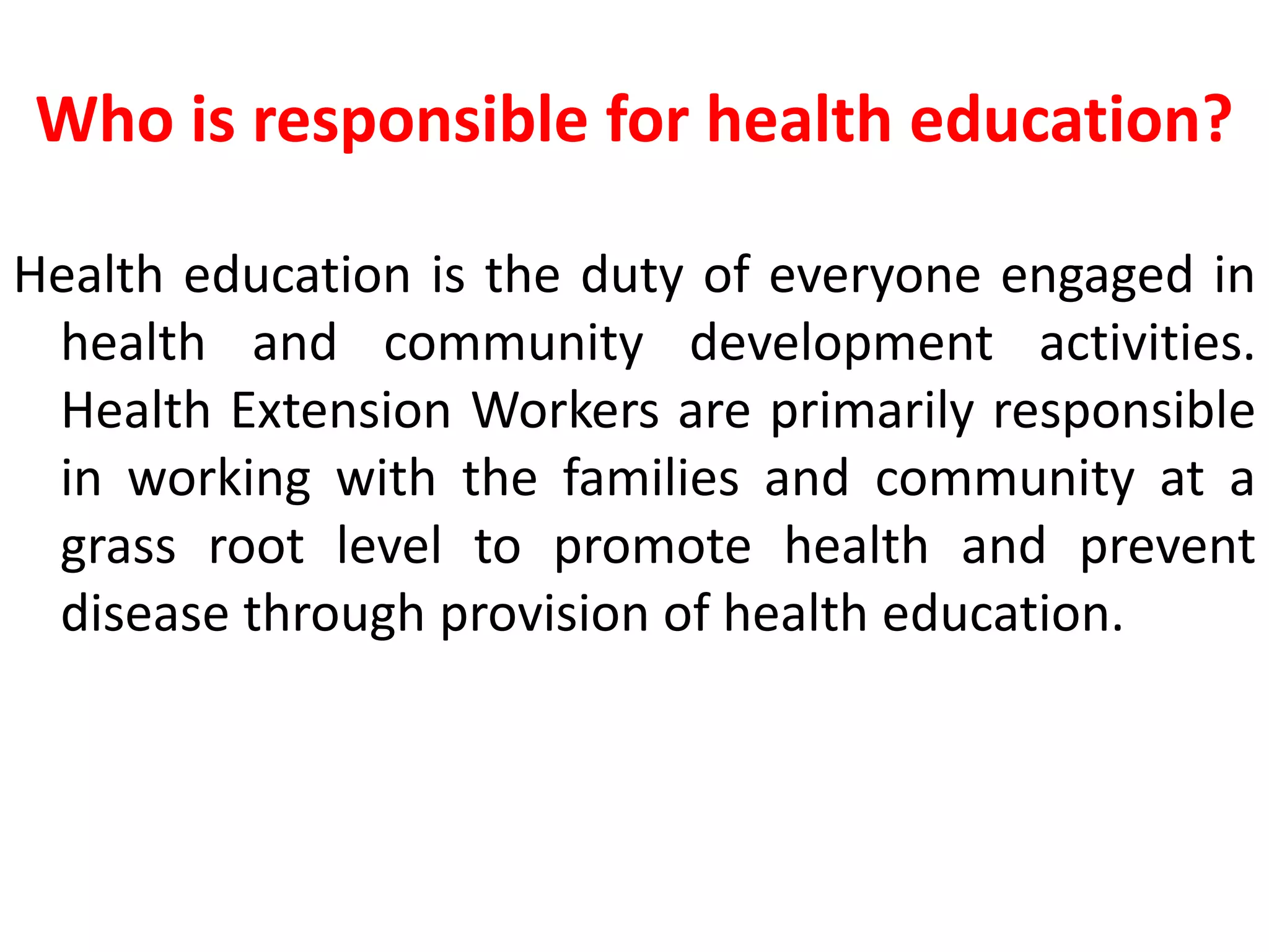 Chapter one introduction to health education | PPTX