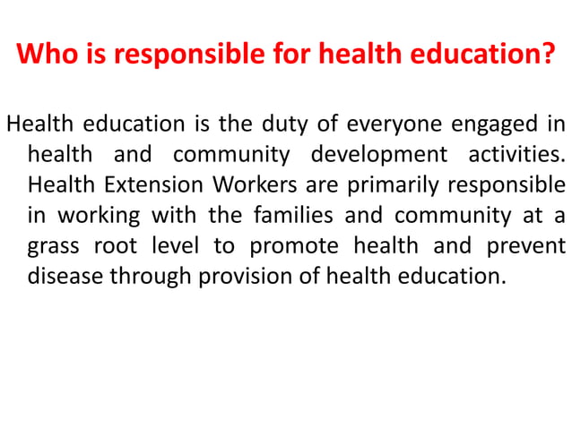 Chapter one introduction to health education | PPTX