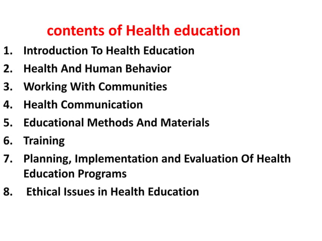 Chapter one introduction to health education slide share | PPT