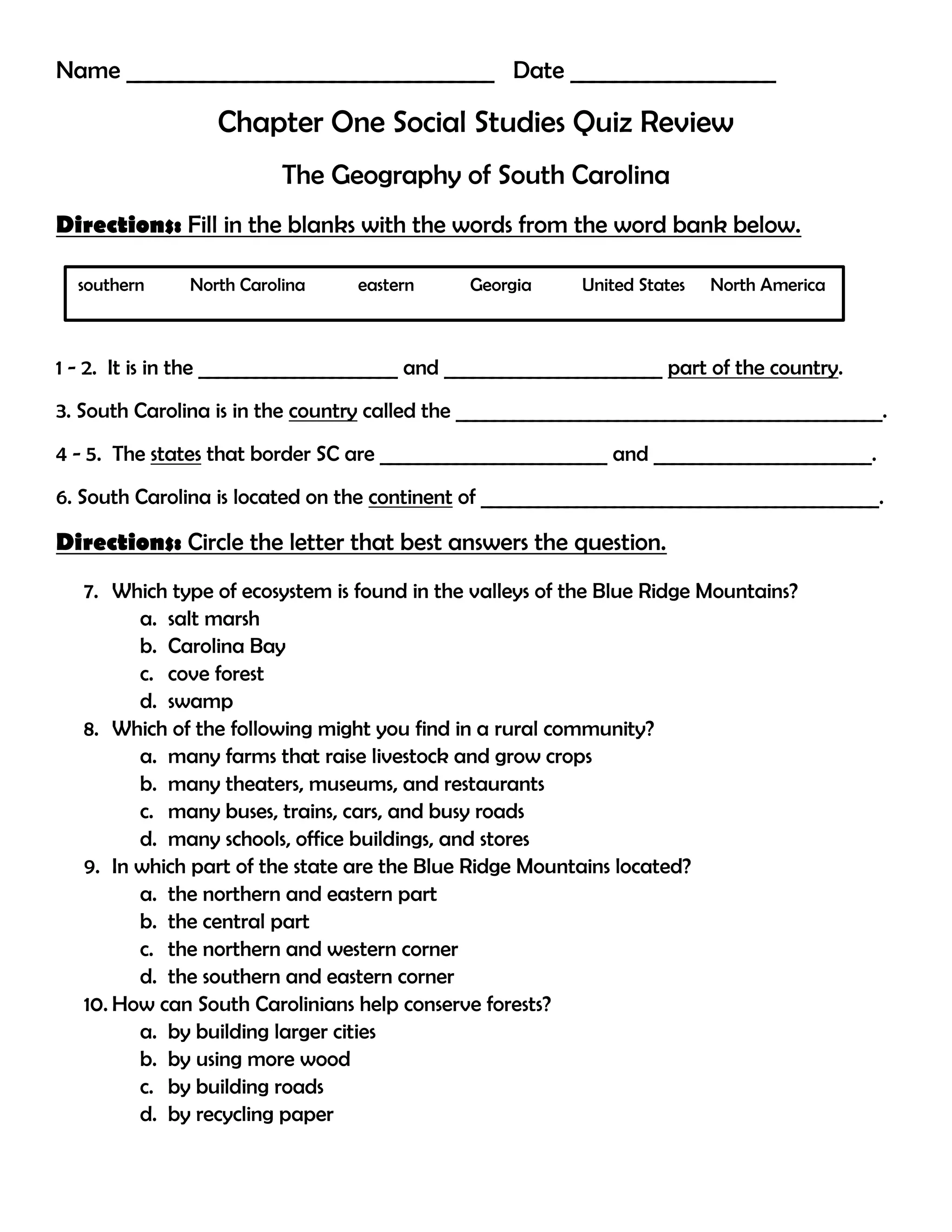 Chapter One Social Studies Quiz Review | PDF
