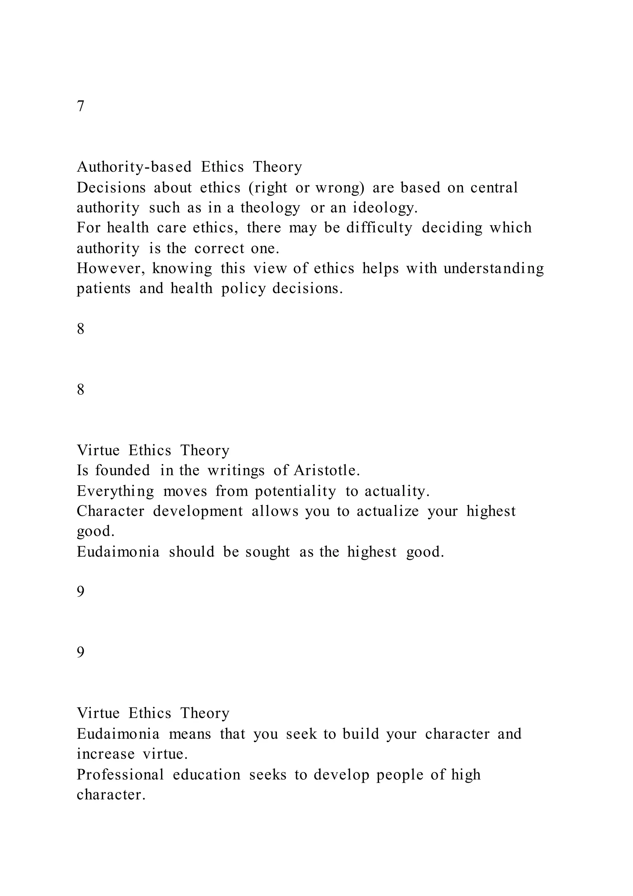 Chapter One Theory of Health Care Ethics 12 | DOCX