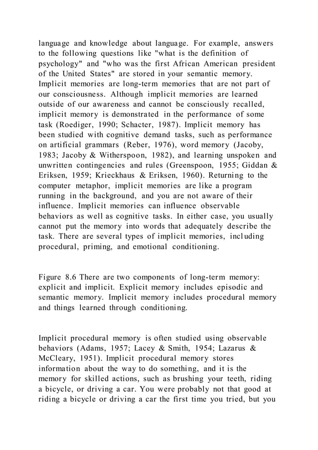 Chapter Outline8.1 How Memory Functions8.2 Parts of the Brain | PDF