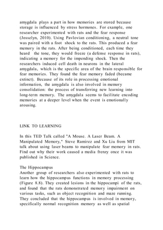 Chapter Outline8.1 How Memory Functions8.2 Parts of the Brain | DOCX