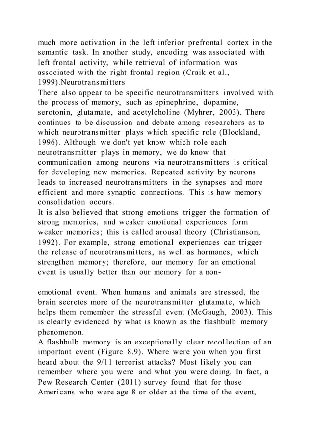 Chapter Outline8.1 How Memory Functions8.2 Parts of the Brain | PDF