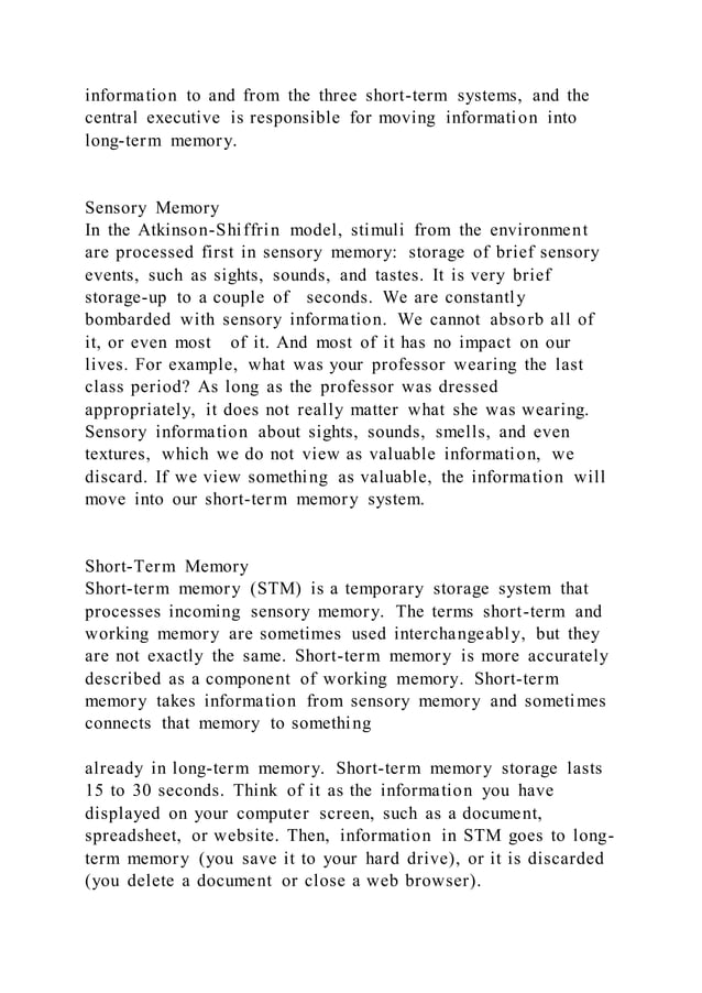 Chapter Outline8.1 How Memory Functions8.2 Parts of the Brain | DOCX | Internet for Beginners ...