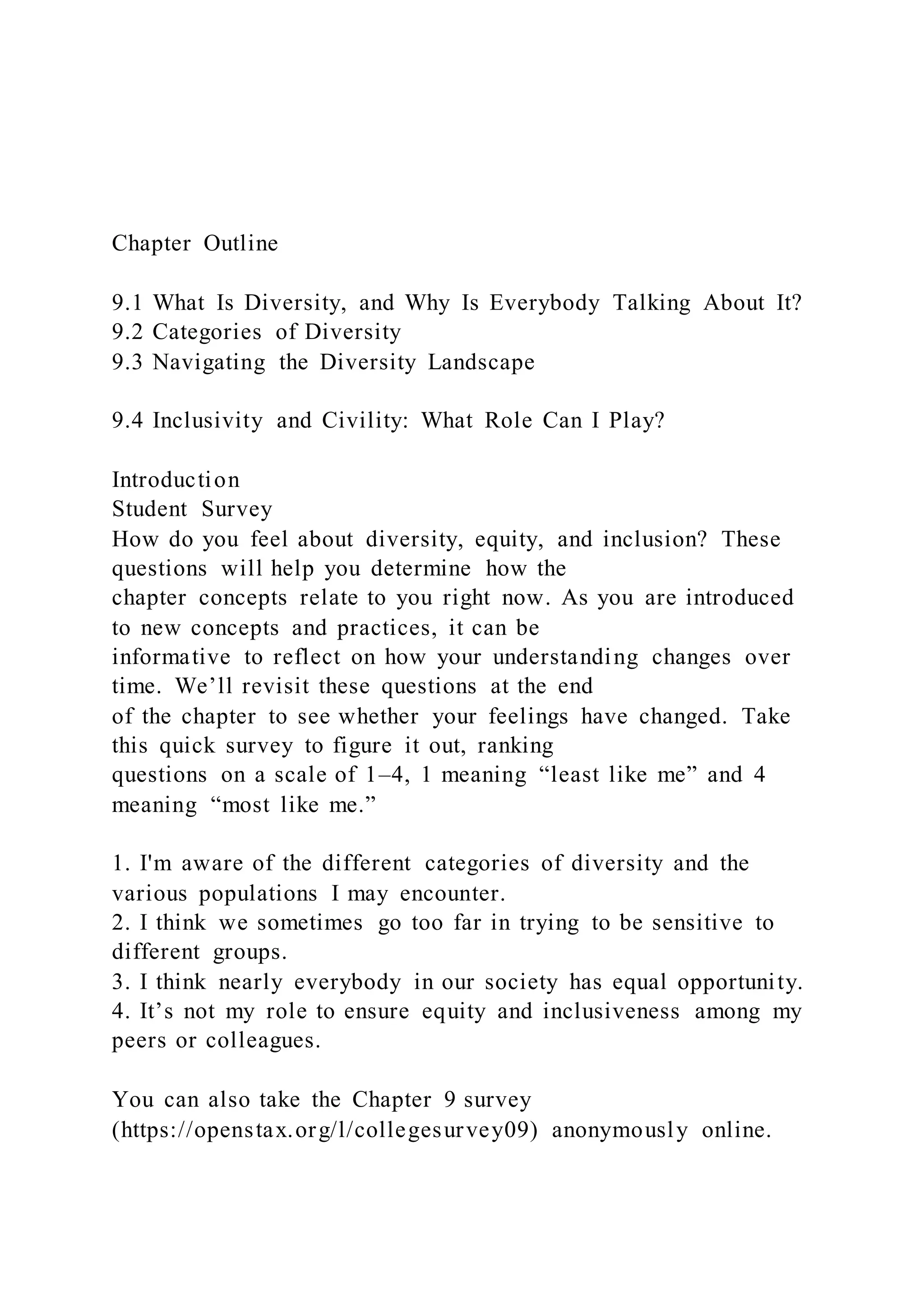 Chapter Outline9.1 What Is Diversity, and Why Is Everybody | DOCX