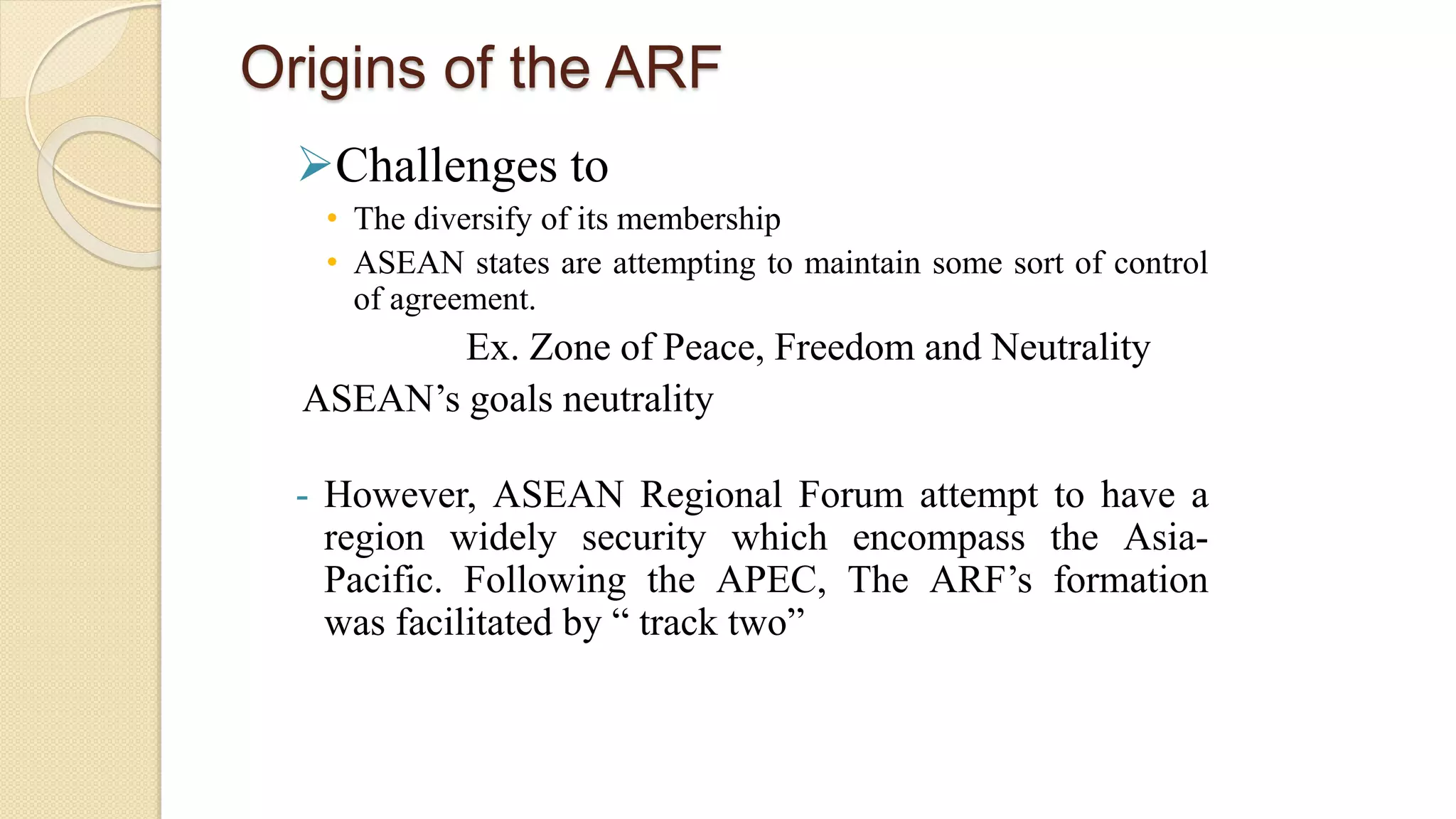 Chapter presentation: ASEAN Regional Forum (ARF) | PPTX