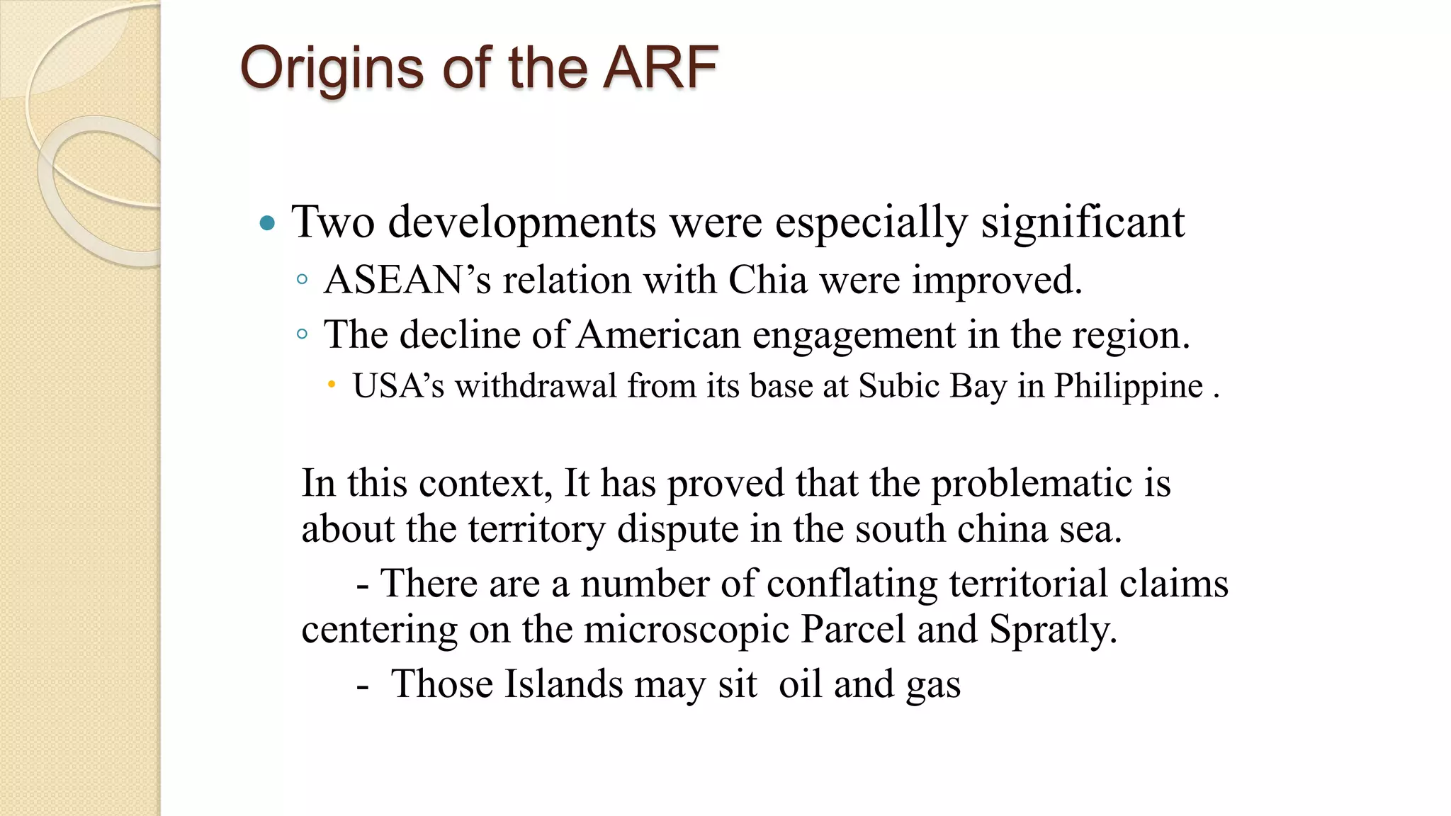 Chapter presentation: ASEAN Regional Forum (ARF) | PPTX